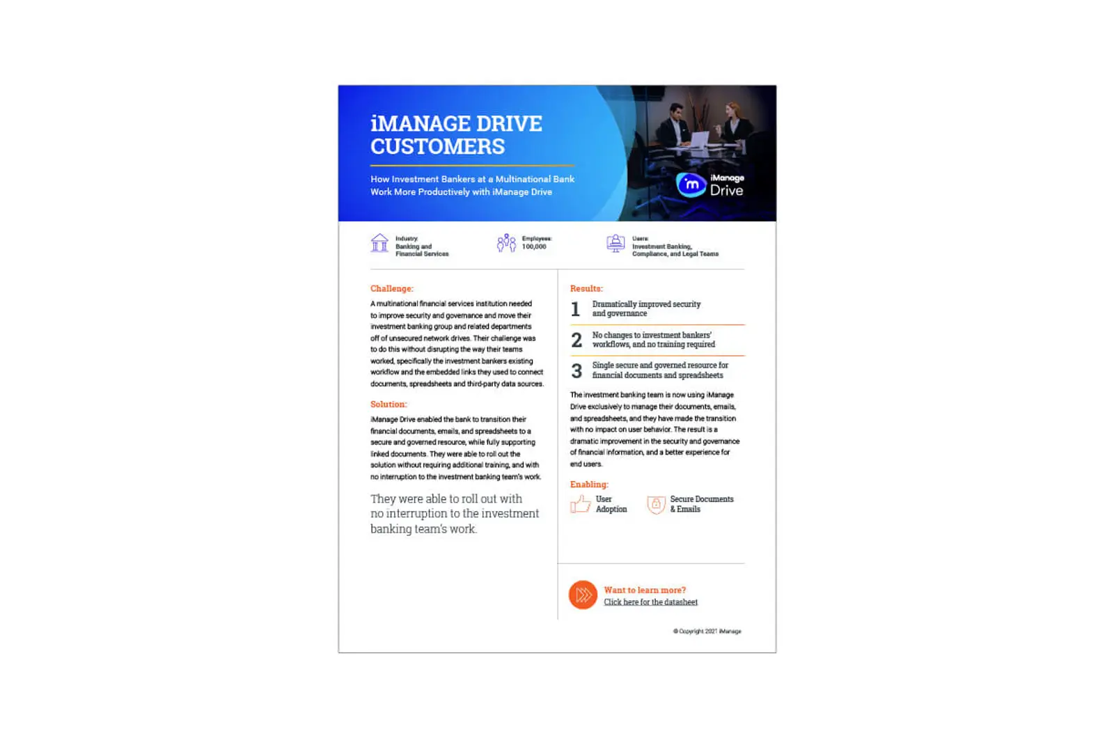 iManage Drive success story for major financial services company | iManage