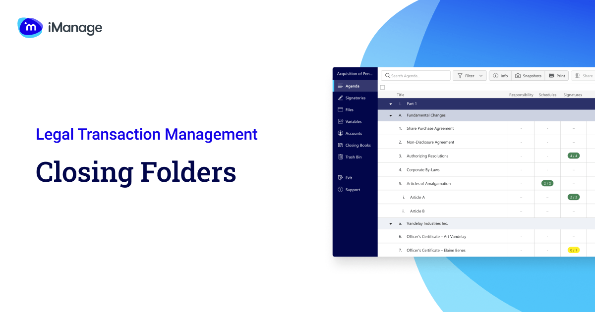 Closing Folders | Transaction Management Software | iManage