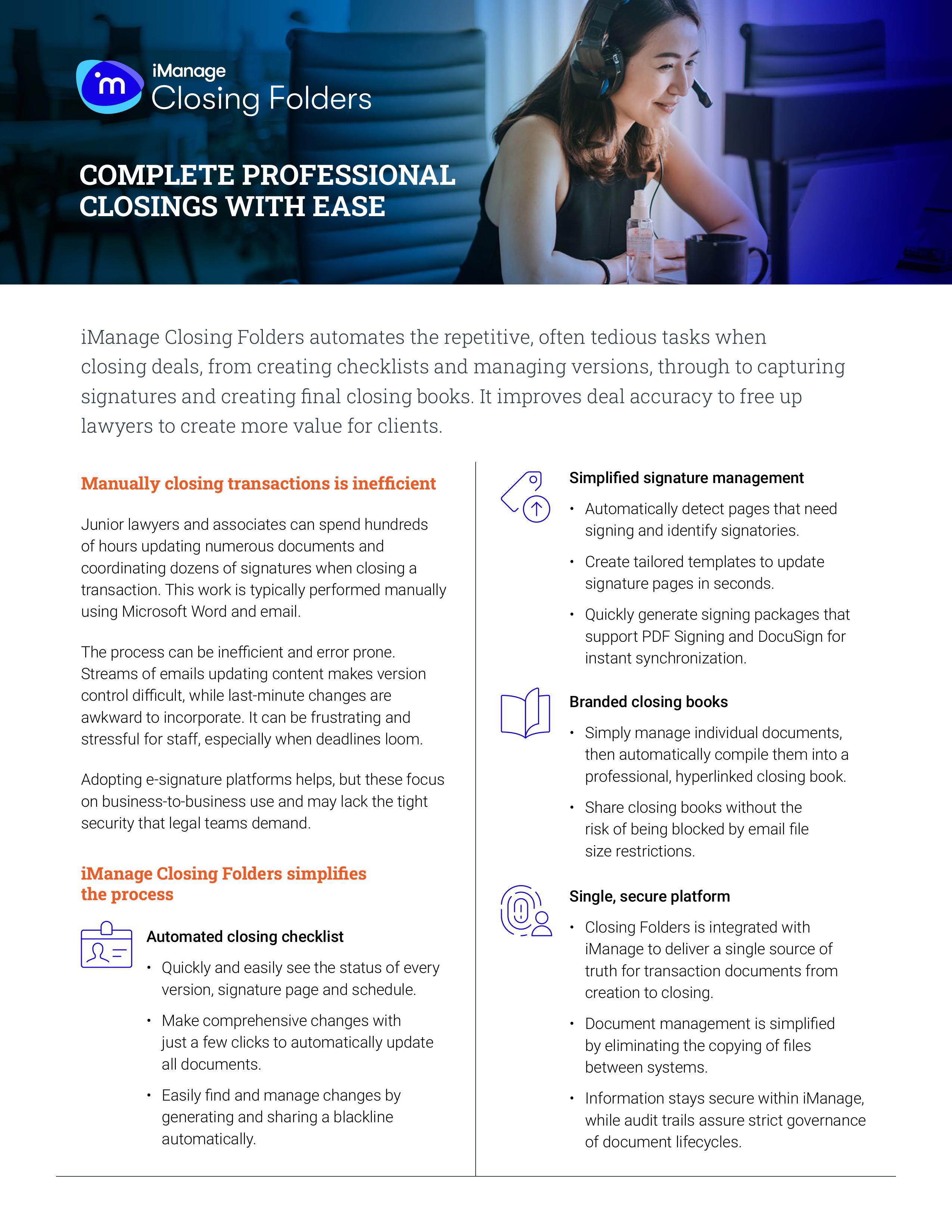 Closing Folders Solutions Brief | iManage