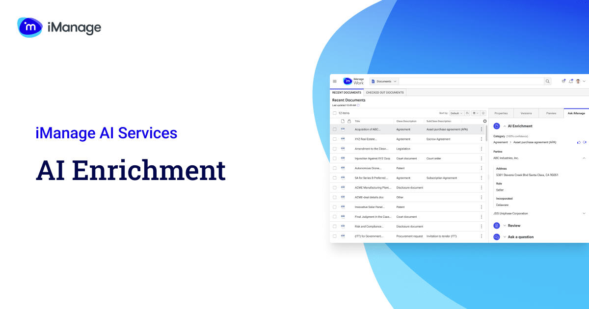 iManage AI | AI Enrichment | iManage