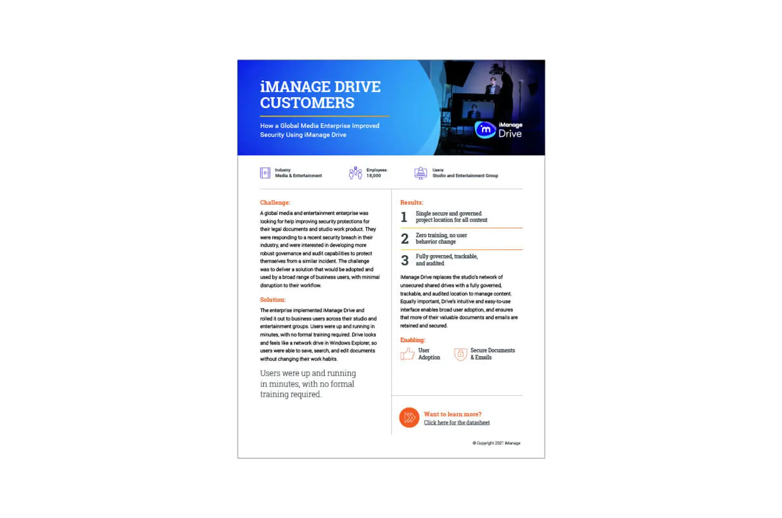 iManage Drive success story for global media enterprise | iManage