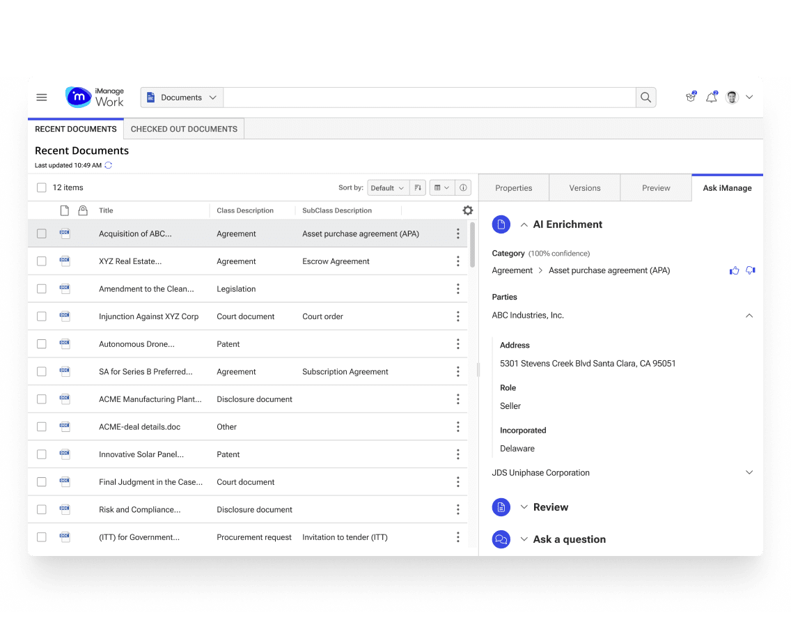 iManage AI | AI Enrichment | iManage